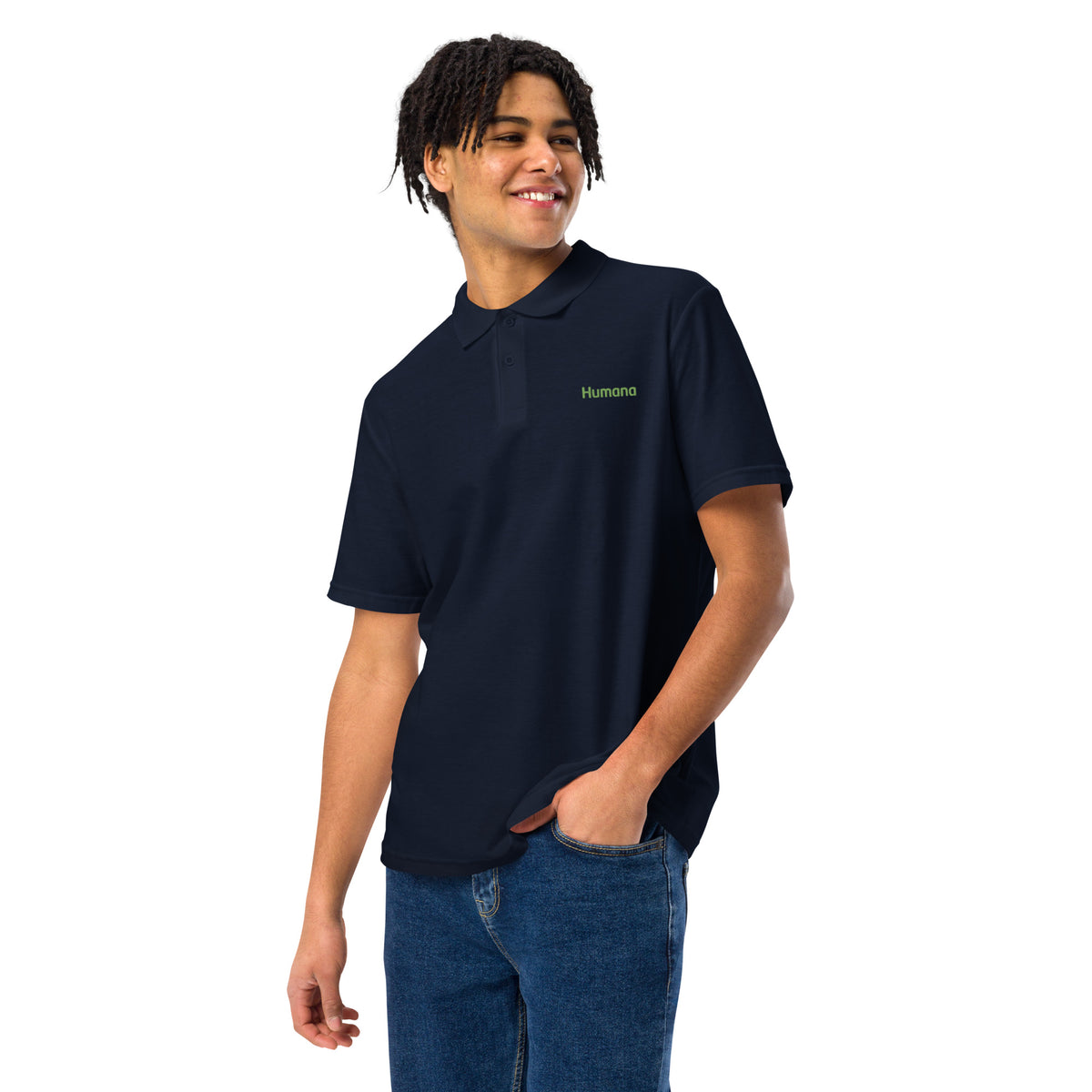 Humana Embroidered logo - Unisex pique polo shirt – ADMS PROMO
